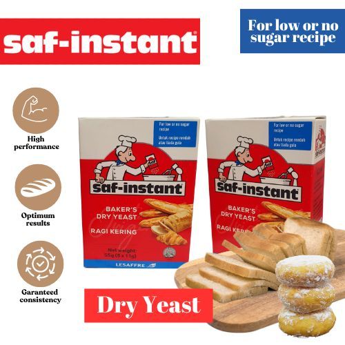 SAF INSTANT DRY YEAST (5 X 11G) 55G for less or no sugar recipes ...