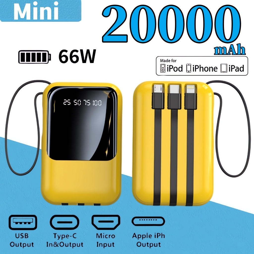 mini powerbank 20000 mah fast charging powerbank with built in cable ...