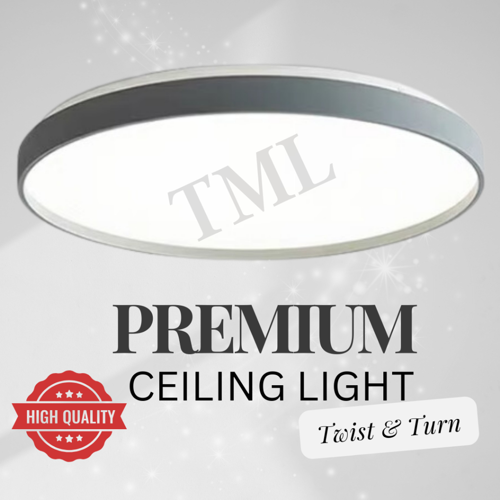 Premium Space Grey Minimalist LED Ceiling Light 24W 36W Twist and Turn ...