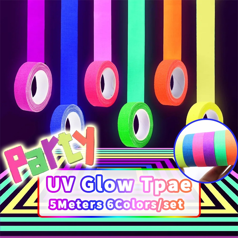 DIY 6pcs/Set Fluorescent UV Tape Blacklight Reactive Glow In The Dark ...