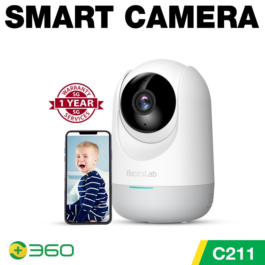 BOTSLAB C211 WiFi Camera 2K Resolution 360 Degree Rotation Motion ...