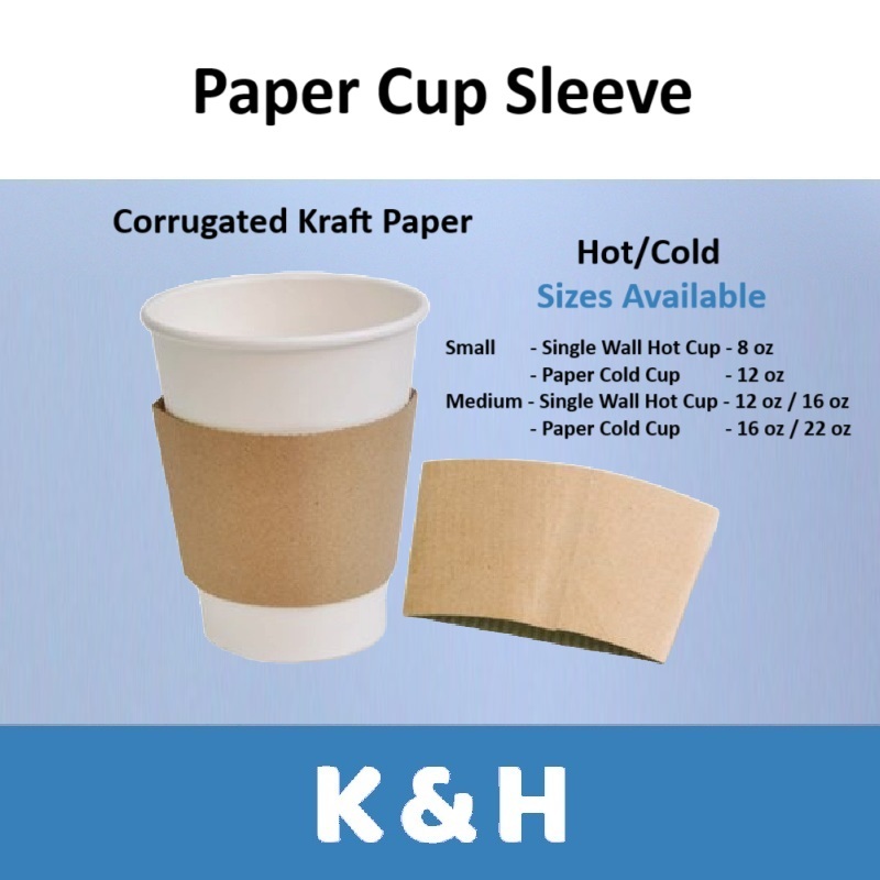 [50pcs] Hot Cup Sleeve 8oz 12oz / Brown Kraft Paper Cup Sleeve | Shopee ...