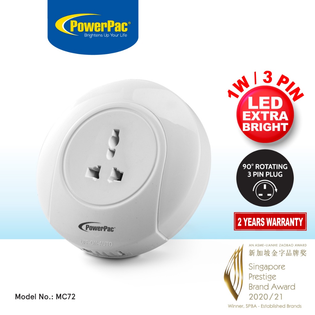 PowerPac LED Night Light with Power Switch & Auto Mode (MC72) | Shopee ...