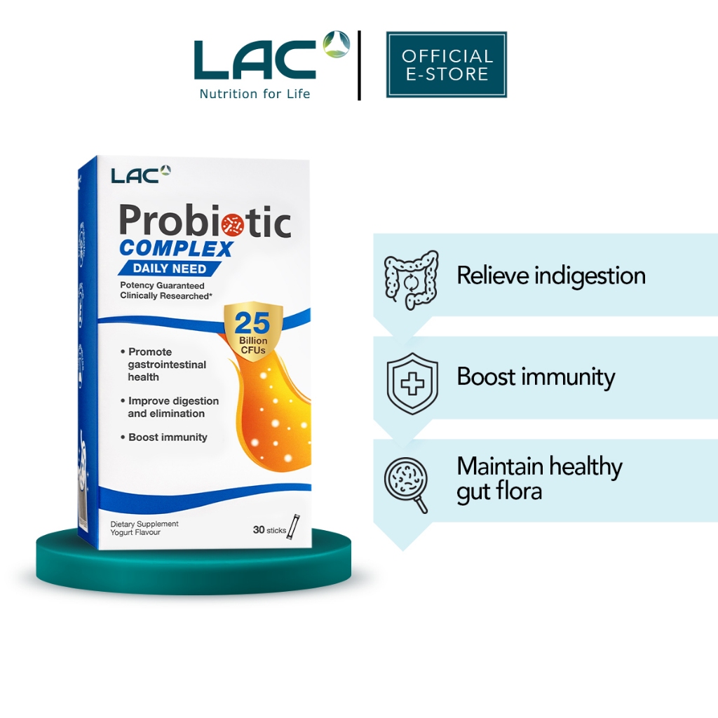 [LAC PROBIOTIC] Probiotic Complex 25 Billion CFU - Daily Support (30 ...