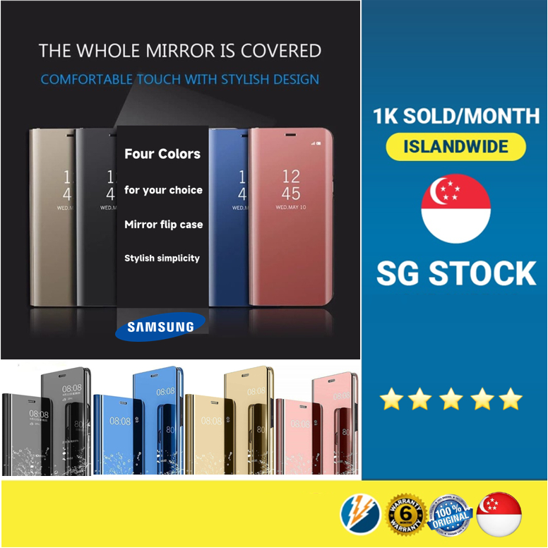 Mirror Smart View Flip Case Samsung Galaxy S25 Ultra S24 Plus S24 FE S23+ S23FE S22+ S21 Ultra ...