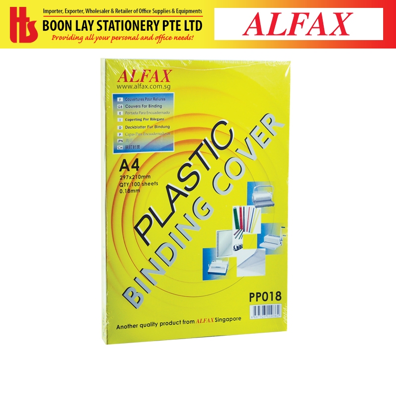ALFAX PP018 Clear Plastic Binding Cover 0.18mm A4 size (100 sheets per ...