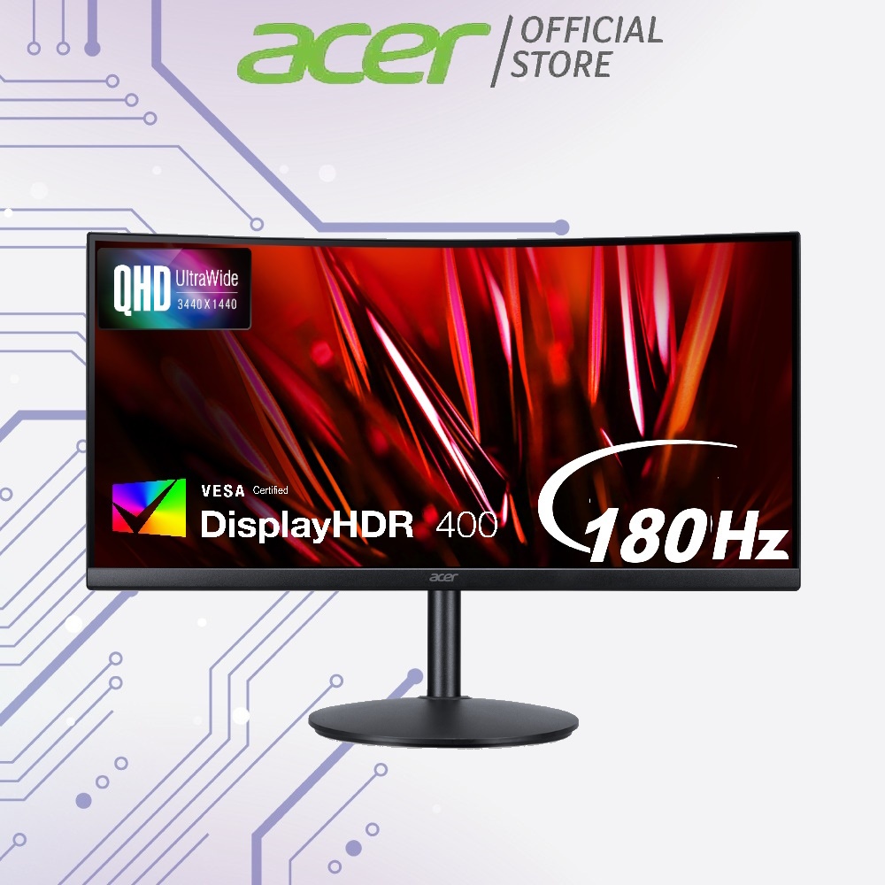 Acer Nitro XZ342CU S3 34" UWQHD E2E Curved (VA) Gaming Monitor with 90% ...