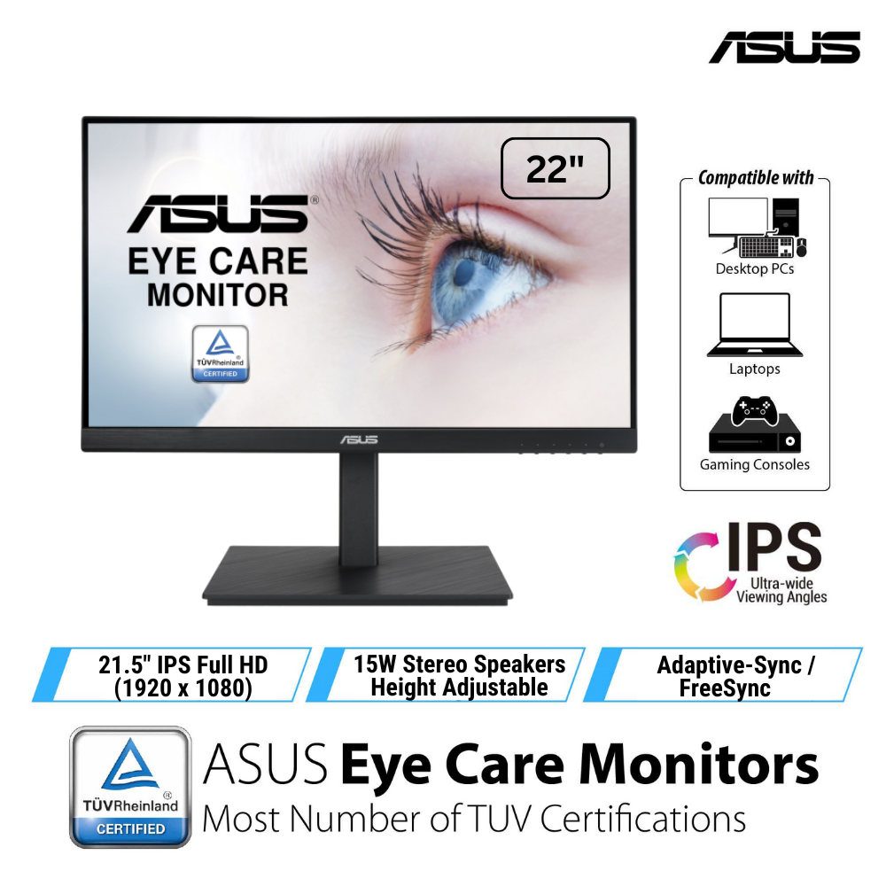 [New 2024] ASUS VA229QSB Eye Care Monitor - 22", Full HD, IPS, 75Hz ...