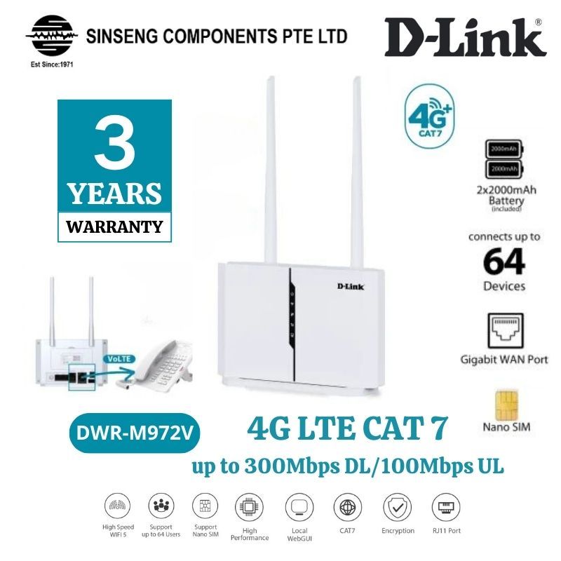 D-Link DWR-M972V 4G Router with RJ11 Port LTE Cat 7 | AC1200 LTE ...