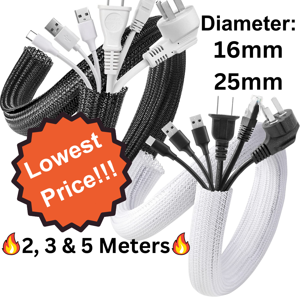 🔥SG Seller🔥Cable Management Sleeve Cord Protector Wire Loom Tubing for ...