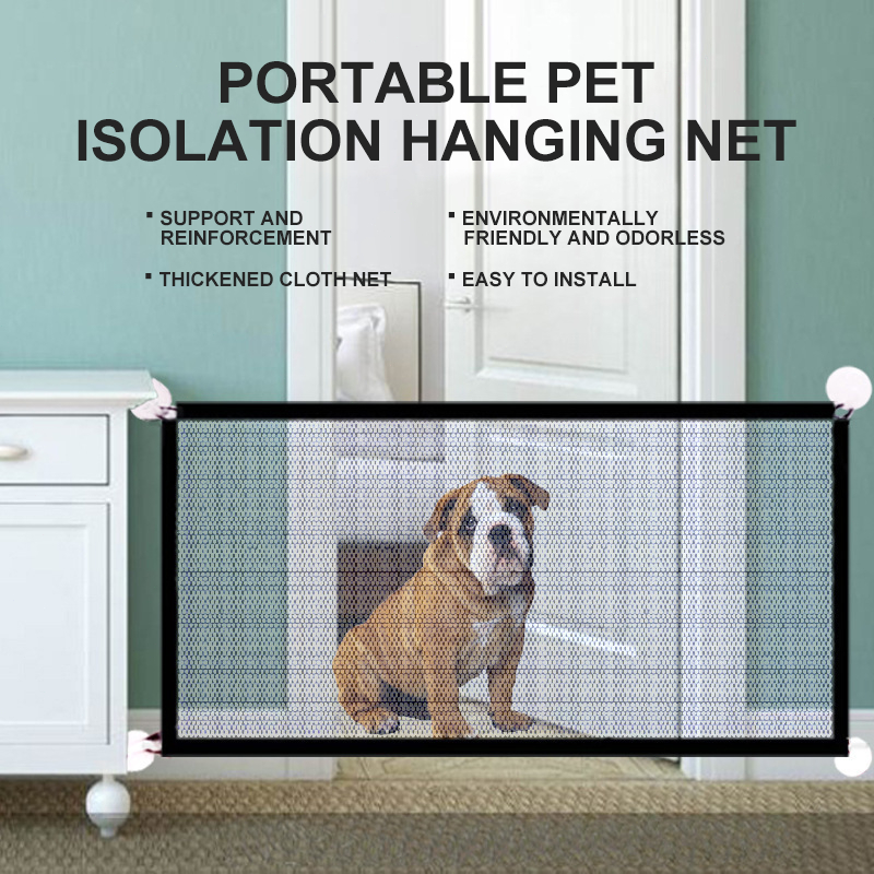 Dog Fence Pet Gate nylon Foldable Mesh Magic Protect Safety Mesh Net ...