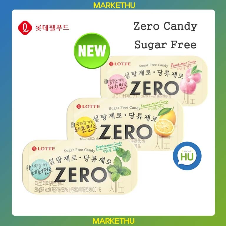 [LOTTE] Zero Candy 28g 3 flavors Peach Mint, Lemon Mint, Peppermint ...