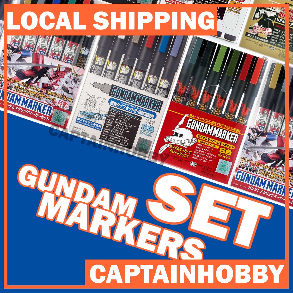 Mr Hobby GUNDAM MARKER SETs (6 Pcs) GMS105 -GMS127 for paint Mecha Toys ...