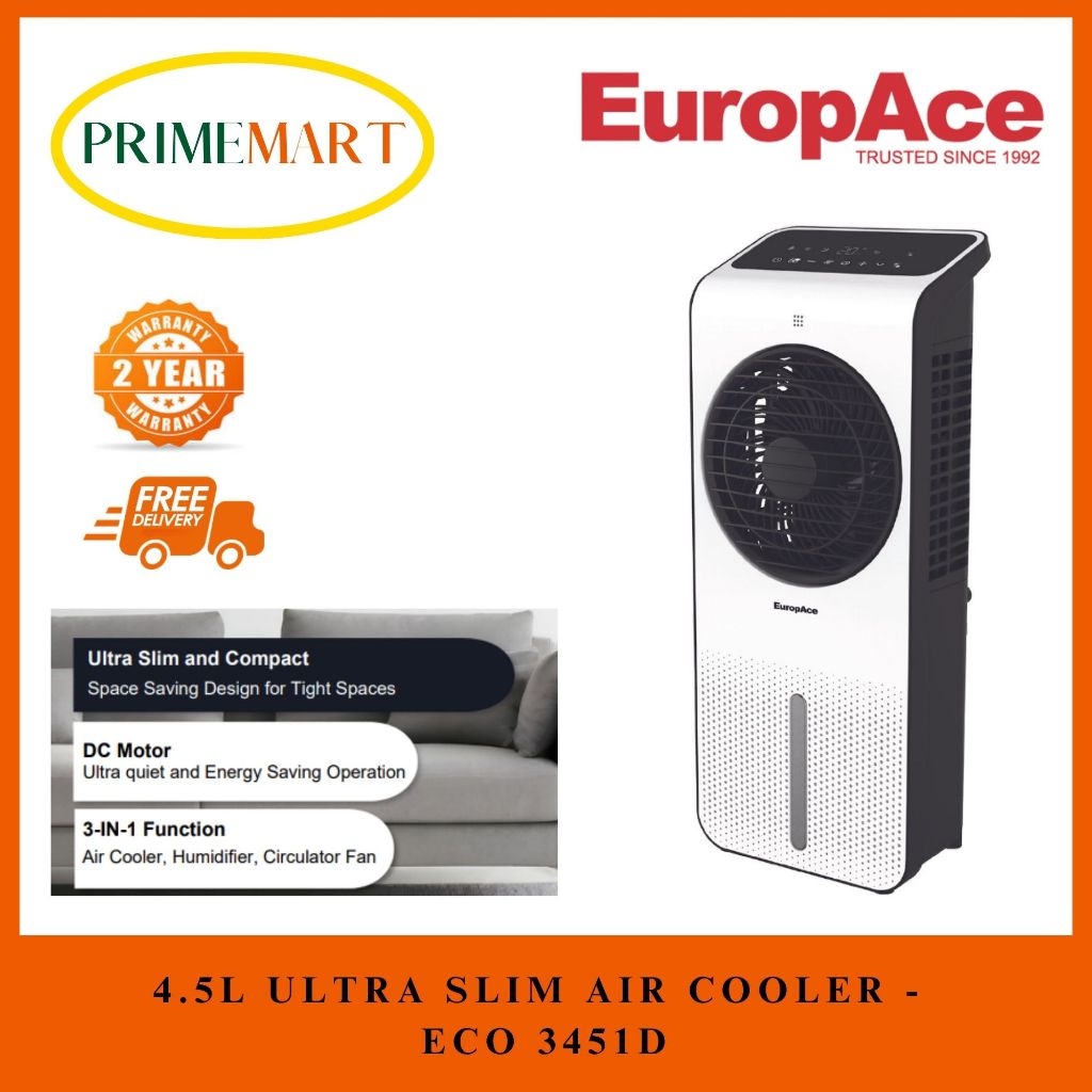 EUROPACE ECO 3451D : 4.5L ULTRA SLIM AIR COOLER - 3 YEARS MOTOR ...