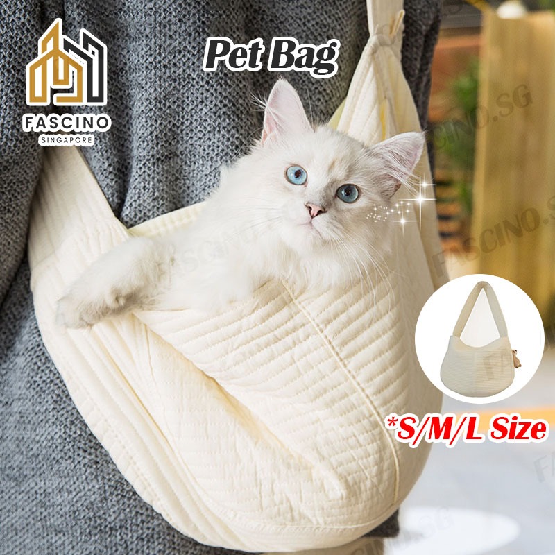 【SG】S M L Canvas Pet Bag Large Capacity Cat Sling Bag Travel Carry Bags ...