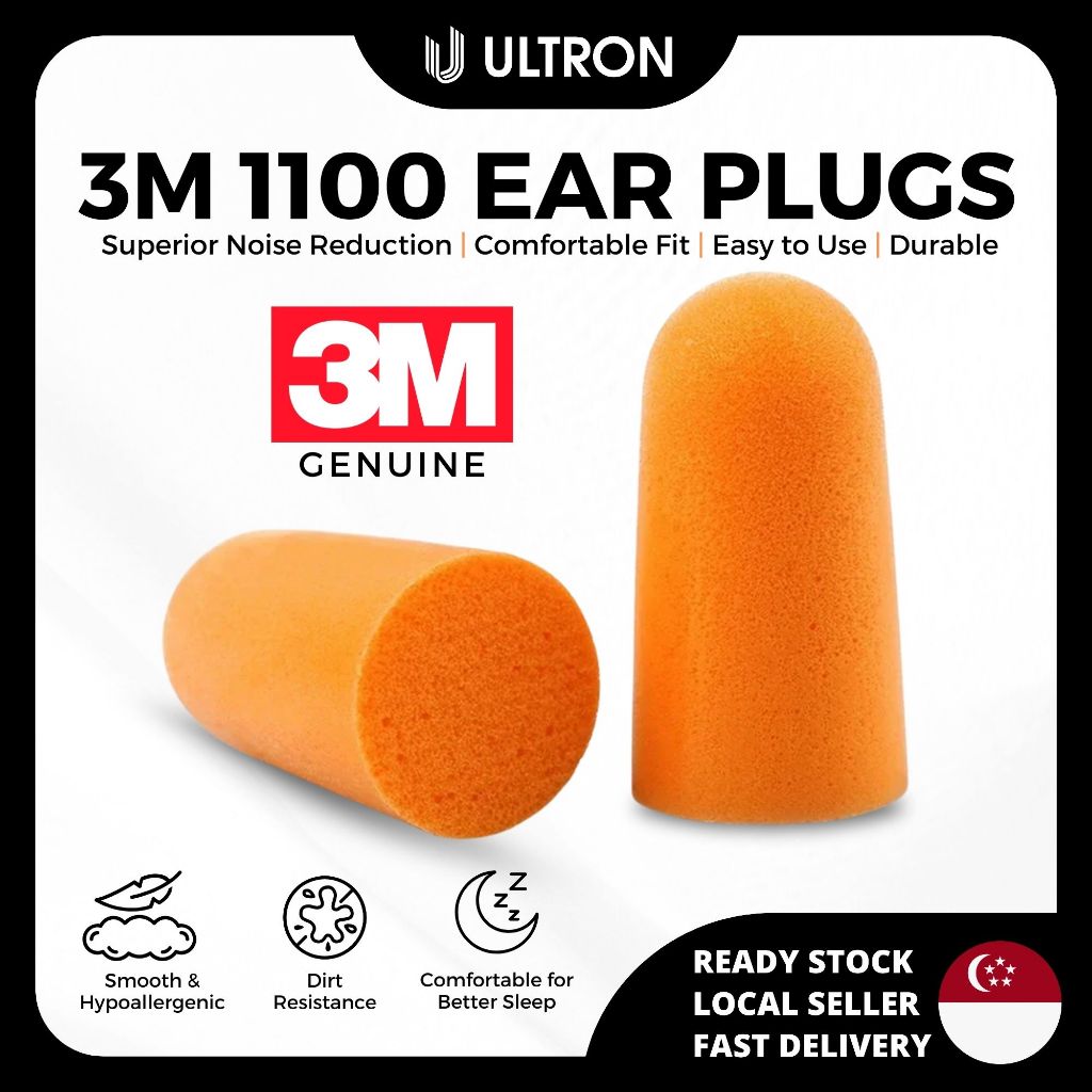 SG🚚 | 3M 1100 Ear Plugs Authenthic Noise Cancelling NRR 29dB Travel Work Flights Snoring ...