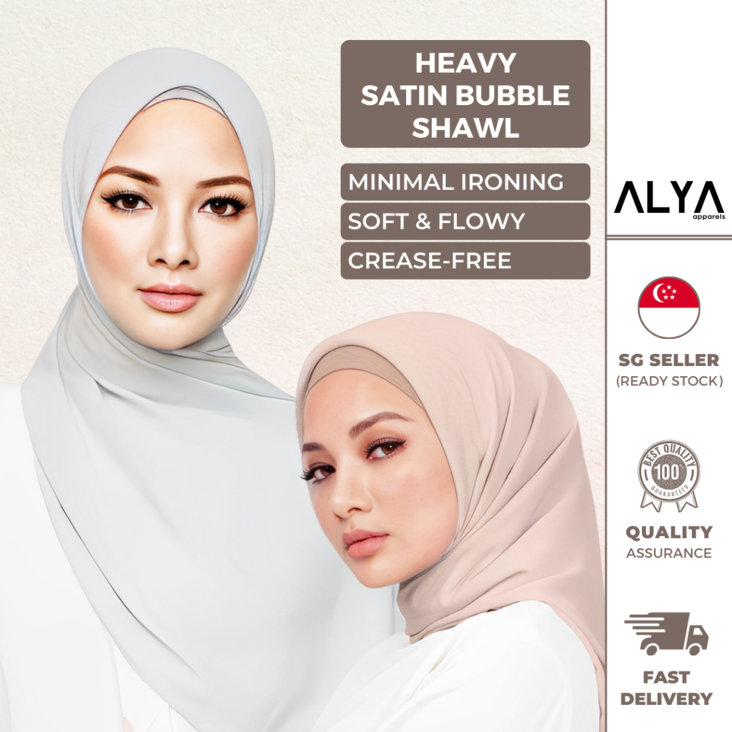 Heavy Satin Bubble Shawl ( Alya Apparels / Breathable / Premium Bubble ...