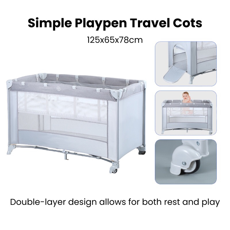 Simple Playpen Travel Cots Portable Foldable Baby Sleeping Cots ...