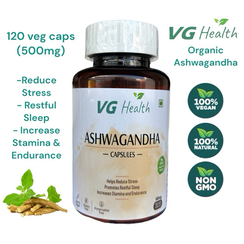 VG Health, Organic Ashwagandha 500mg 120 Capsules | Shopee Singapore