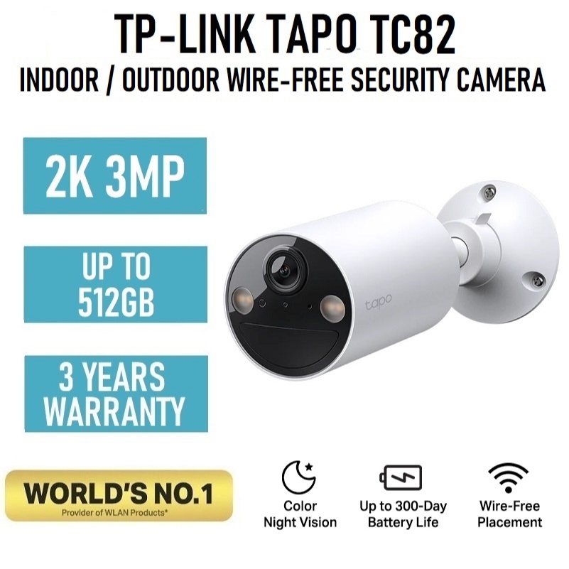 TP-Link Tapo TC82 3MP 2K Indoor Outdoor Security Camera Smart Wire-Free ...