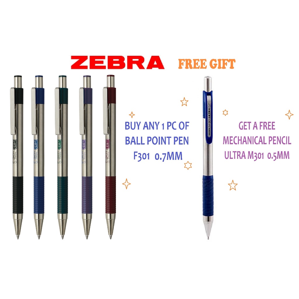 Zebra Metal Body Pen F301 0.7mm (Blue Ink) | Shopee Singapore