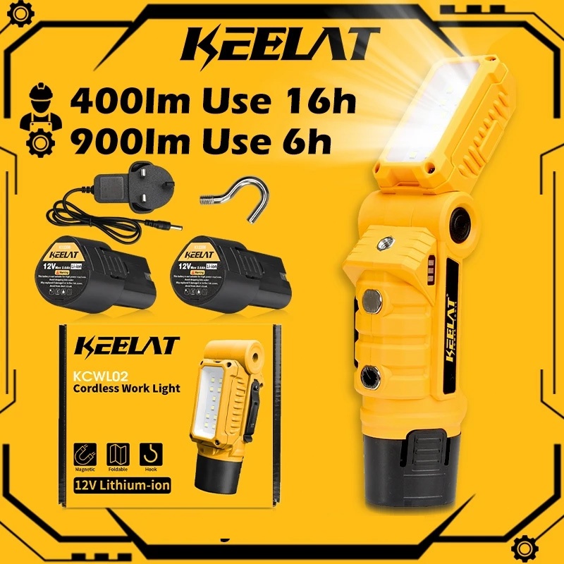 KEELAT Foldable Rechargeable LED Light 12V Long Lasting Battery ...