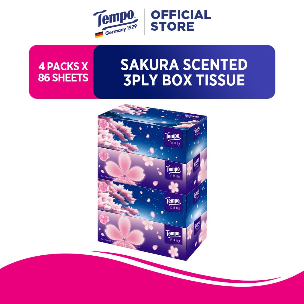 [Tempo Official] 3ply Box Facial Tissue Sakura Scented (4 Boxes x 86s ...