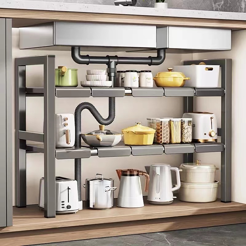 【SG】Kitchen Expandable Under Sink rack | Cabinet Tiered Shelf Storage ...
