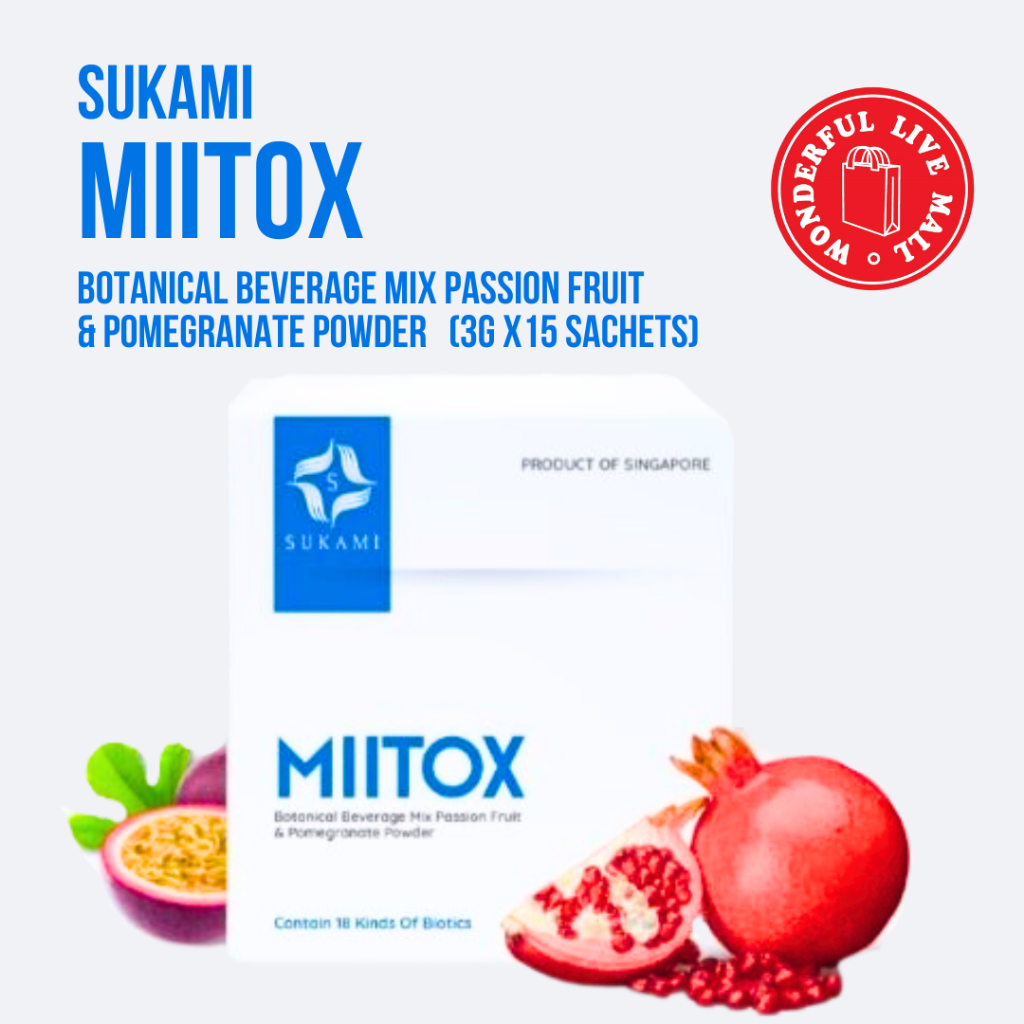 SUKAMI Miitox Botanical Beverage Mix Passion Fruit & Pomegranate Powder ...