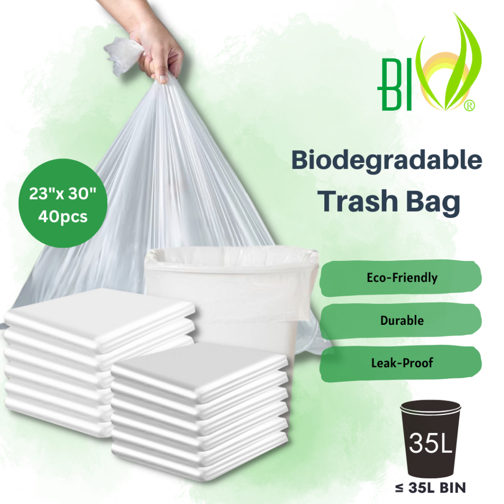 BIO Biodegradable Trash Bags - 23"x30" White/Transparent | Shopee Singapore