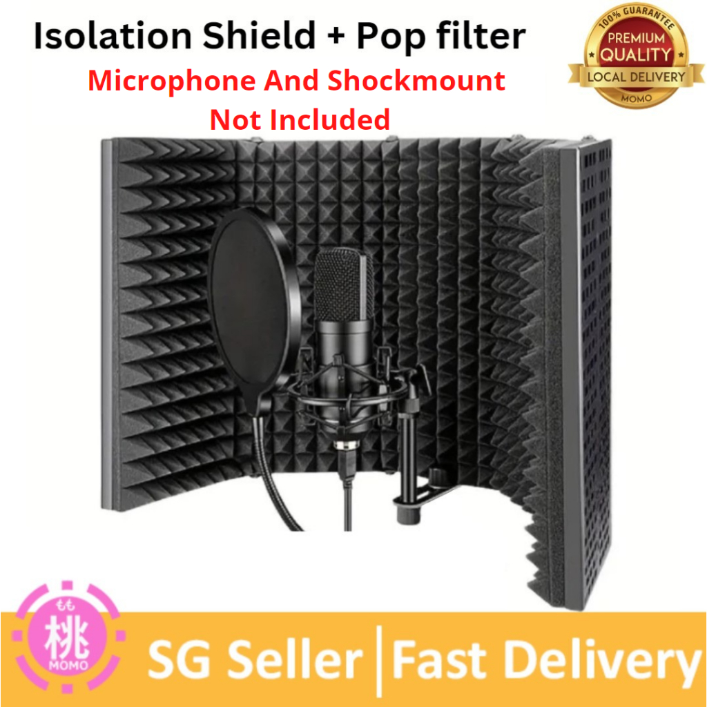Double Layer Studio Microphone Mic Wind Screen Isolation shield ...