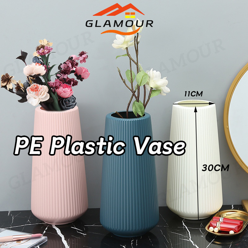 [SG] 30CM Flower Vase Plastic Vase Pot Plastic PE Vase Nordic Vase ...