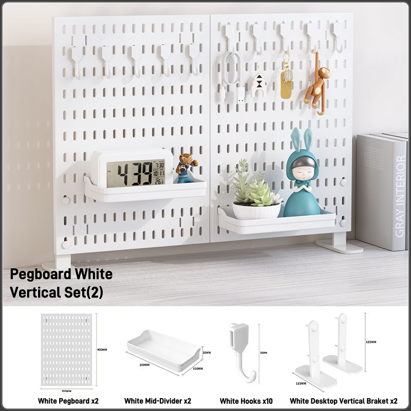[SG Stock]DIY Pegboard Set Accessories Desk Organizer Pegboard Holder No Drill Wall Shelf Board ...
