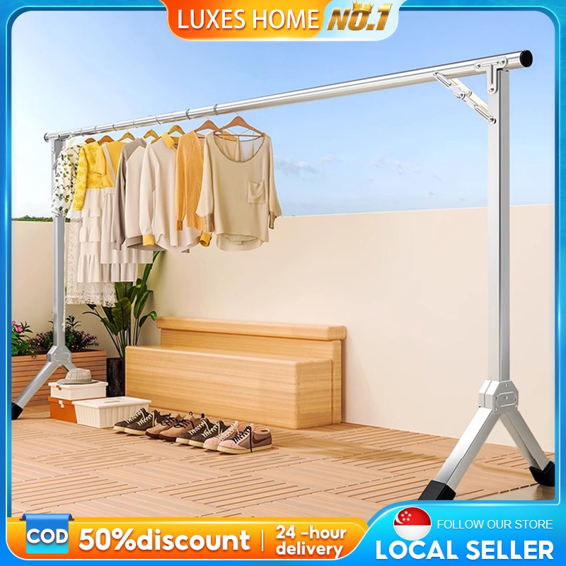 Luxe Extendable Single Pole Laundry Clothes Rack Stainless Clothes Rack ...