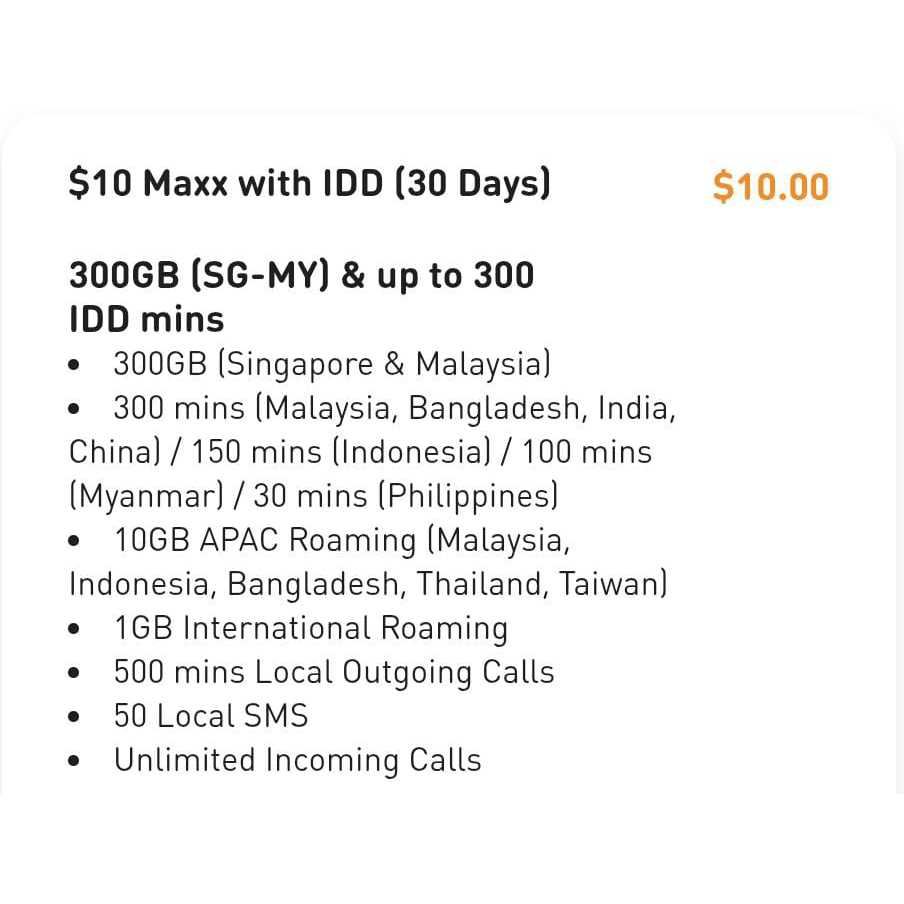 M1 Maxx $10 with IDD/300 GB(SG/Malay/Indo)/300IDD/150IDD/100IDD/30IDD/10GBAPAC/1GB Roam/500 ...