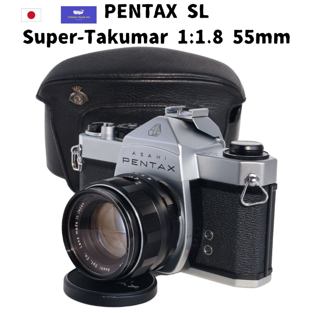 PENTAX SL Silver SLR Film camera + Super-Takumar 1:1.8 55mm From Japan ...