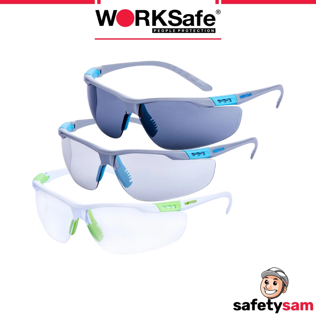 WORKSafe Wider Safety Glasses, Anti-Slip Skull Grip, Tri-Flex ...