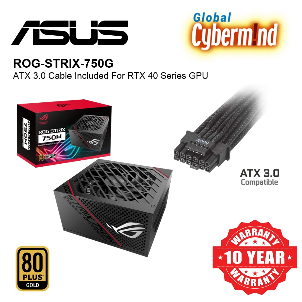ASUS ROG STRIX (750W/1000W) 80 Plus Gold Fully Modular Power Supply - 10 Years Local Warranty ...