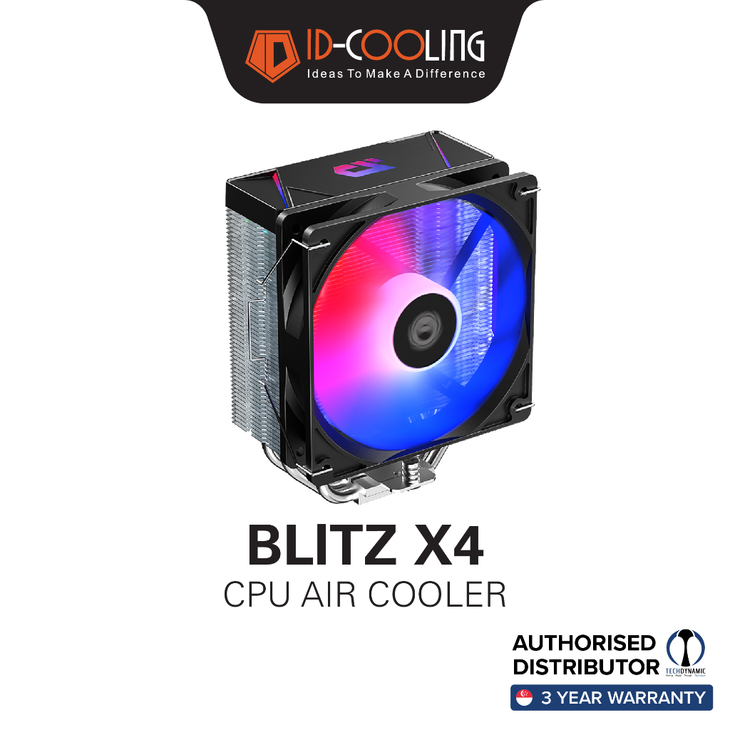ID-COOLING BLITZ X4 CPU Air Cooler (120mm ARGB 4 Heatpipe) | Shopee ...
