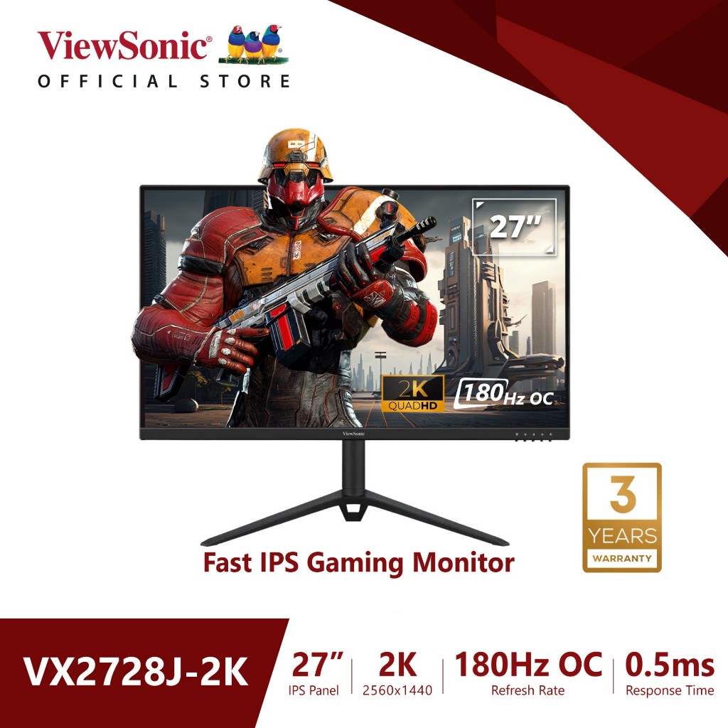 VX2728J-2K - ViewSonic 27” 2K QHD OMMI 180Hz 0.5ms IPS Ergonomic Gaming ...