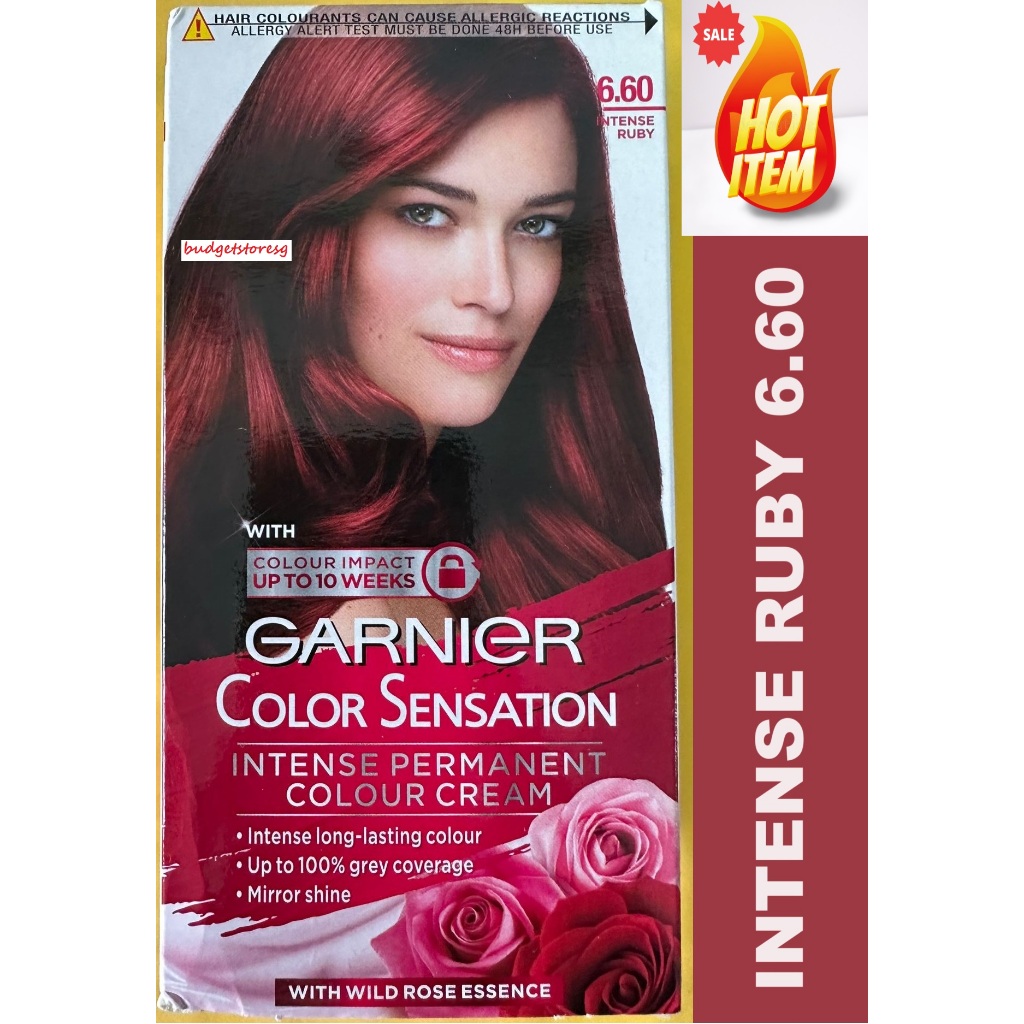 Garnier Hair Color Sensation Red Hair Dye Permanent 6.60 Intense Ruby ...