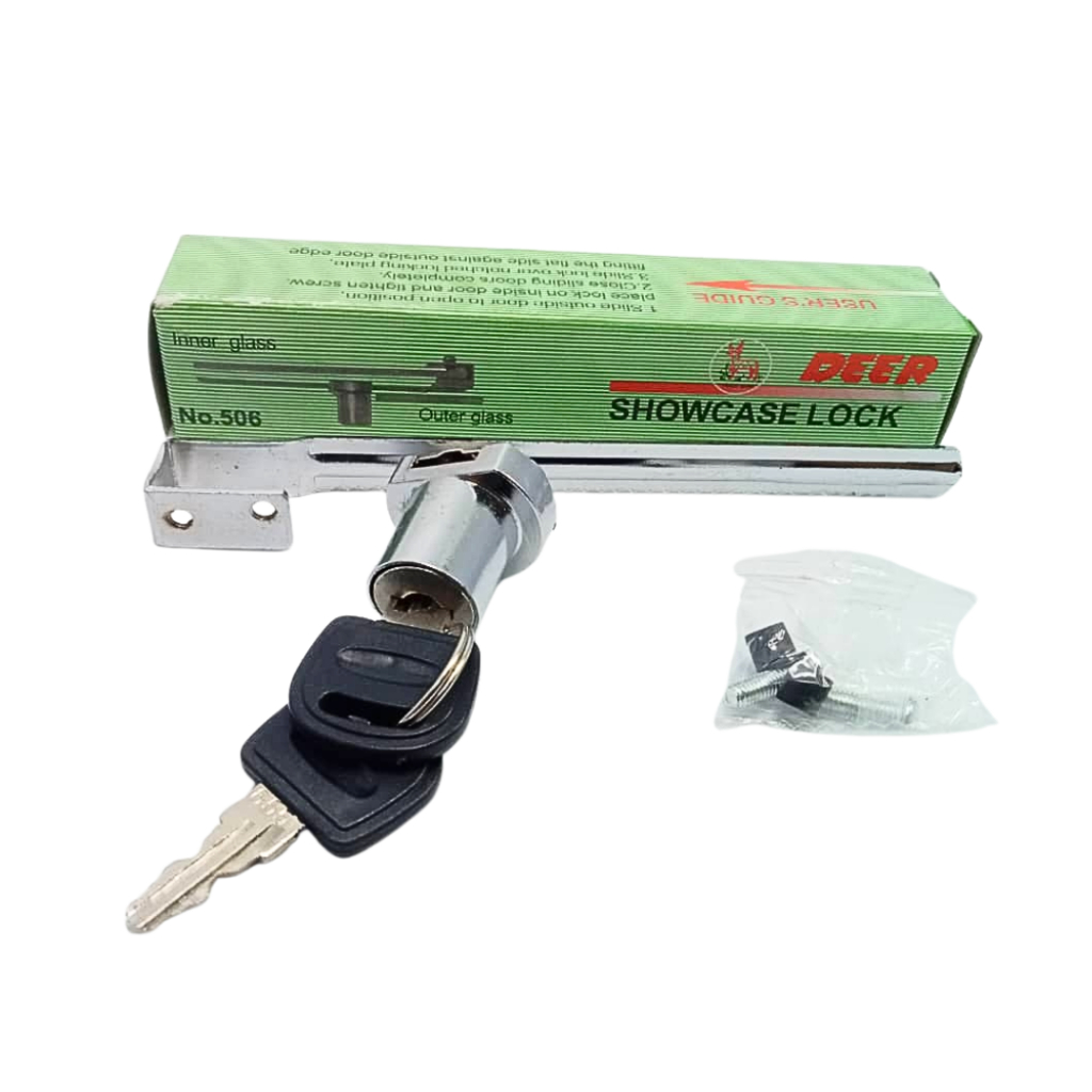 [SG STOCK] GLASS LOCK Chrome Finish With 2 Keys Showcase Display ...