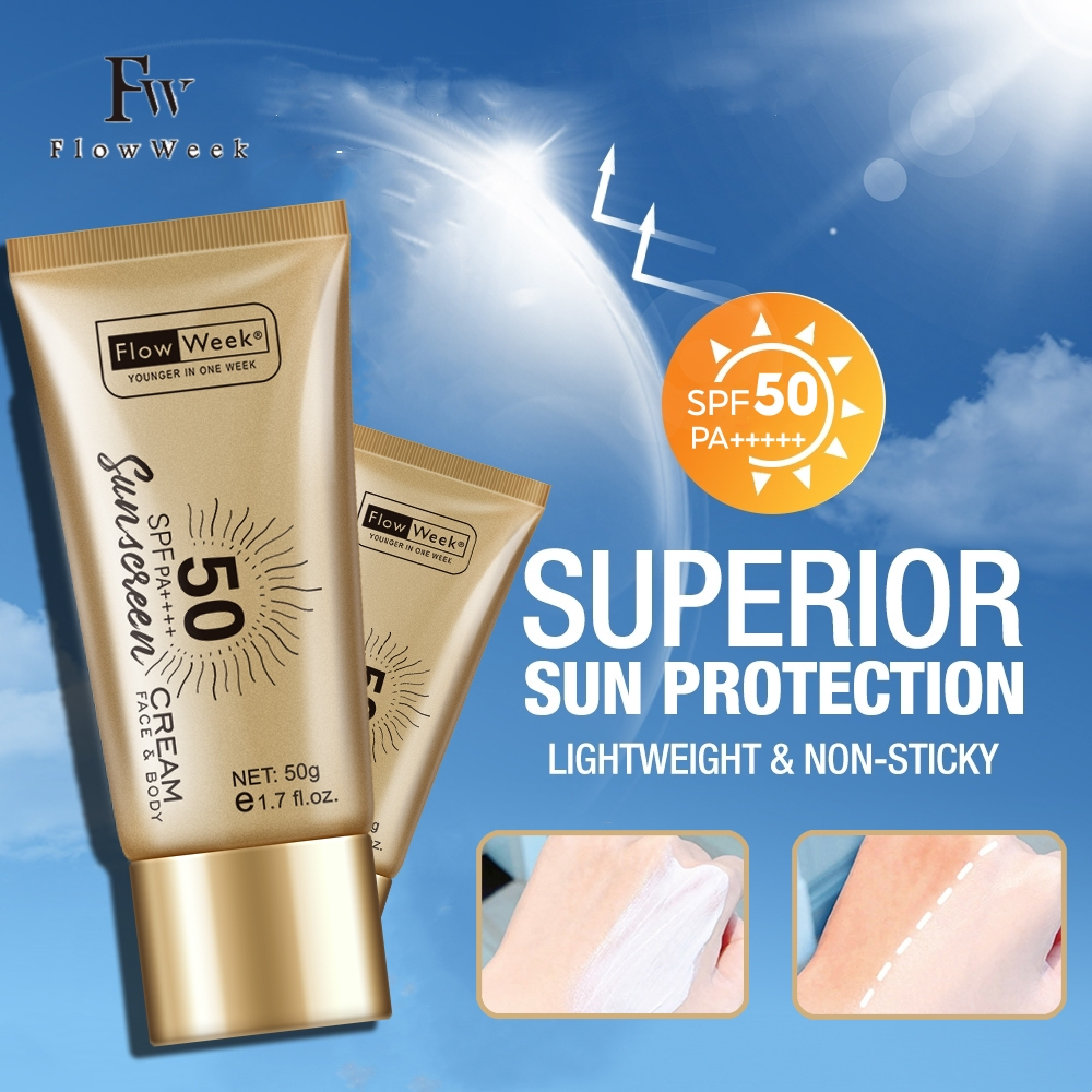 Flowweek Sunscreen SPF50 PA++++ UV Sun Protection Face Body Sunblock ...