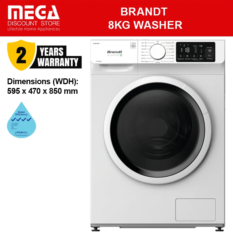 BRANDT WFB384QWA 8KG FRONT LOAD WASHER (4 TICKS) | Shopee Singapore