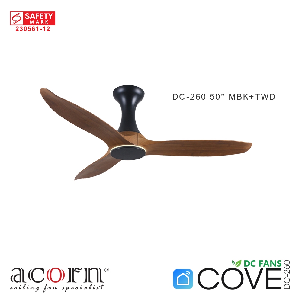 Acorn Cove DC-260 MBK | 50 & 60 Inch Ceiling Fan | 3W LED Cove Light ...