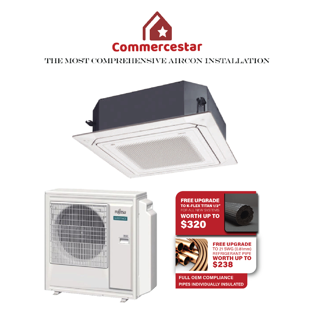 FUJITSU INVERTER R32 CEILING CASSETTE UNIT AIRCON INSTALLATION | Shopee ...
