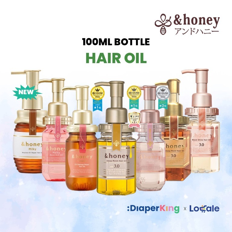 🏆COSME No. 1🏆 &honey Japan Hair Oil (Deep Moist/Melty Moist Repair/Melty Moist Rich/Moist ...