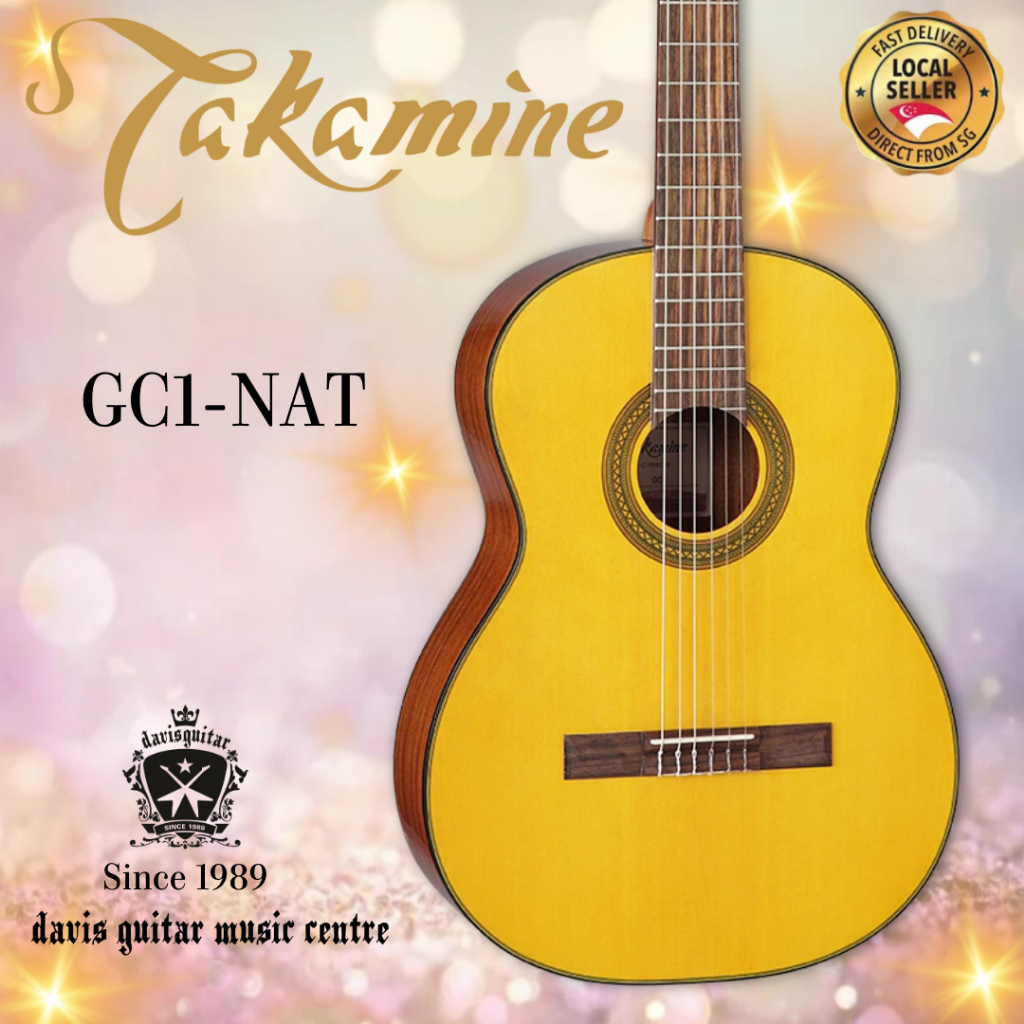 Takamine GC1 NAT Classical Guitar Natural Gloss Spruce Top and Sapele Side and Back Design In ...