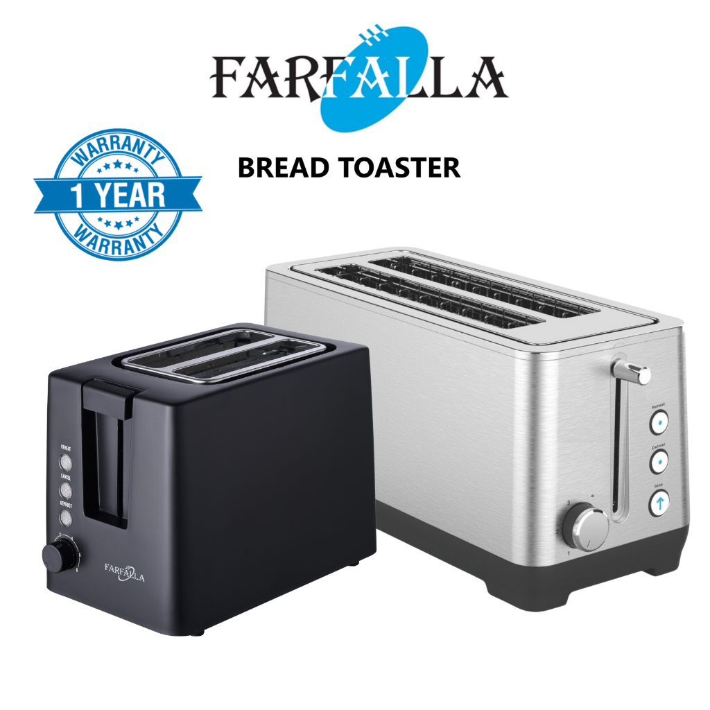 Farfalla Bread Toaster | 2 & 4 Slice Bread Toaster | 6 Browning Levels | Cancel, Reheat ...