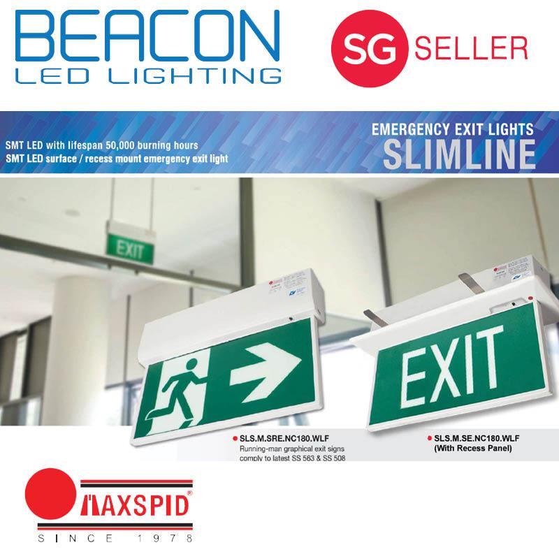 MAXSPID SLIMLINE LED (SURFACE/RECESS) Slim Exit Light - Single Side / Double Side -With PSB ...